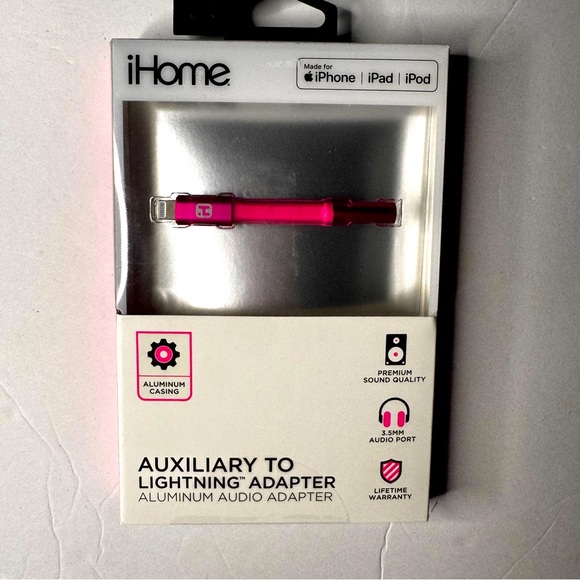 iHome | Office | New Ihome Auxiliary To Lightning Adapter Pink | Poshmark